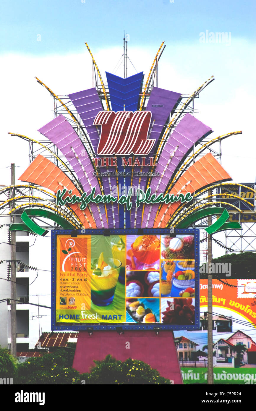 A big sign marks the location of a large shopping mall in Thailand ...