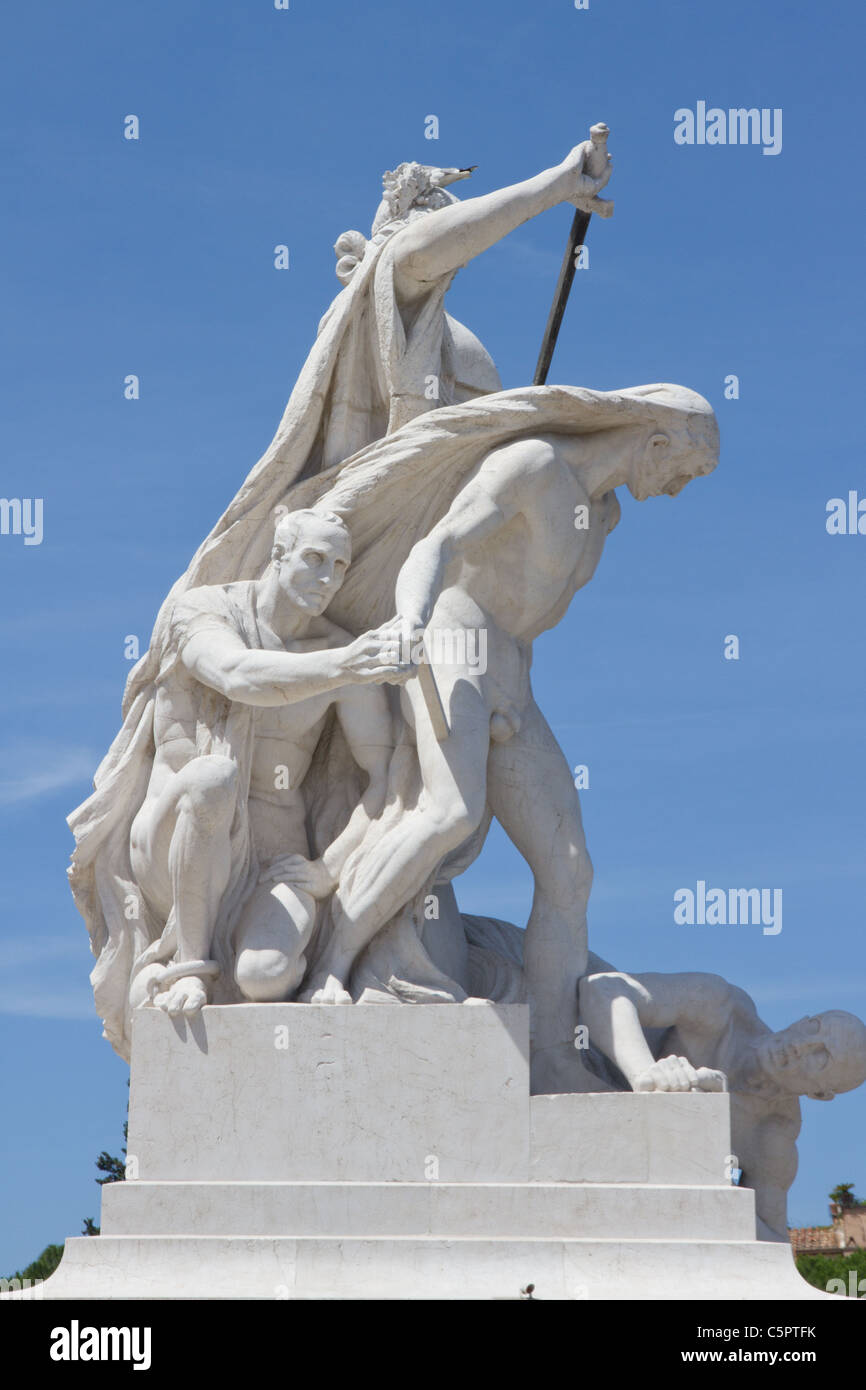 Marble statue at The Victor Emmanuel Monument, memorial in Rome, Italy ...