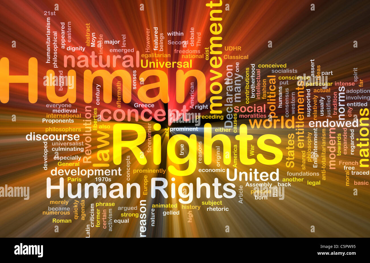 Background concept wordcloud illustration of human rights glowing light ...