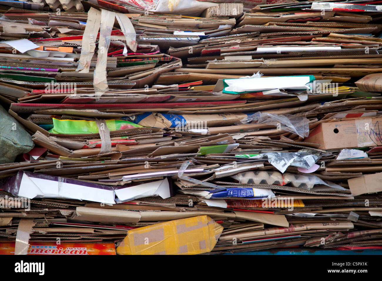 paper and cardboard stacked on the street in beijing, china Stock Photo ...