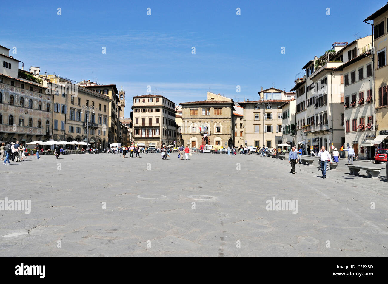 The large paved Santa Croce Square lined by noble palaces on the ...