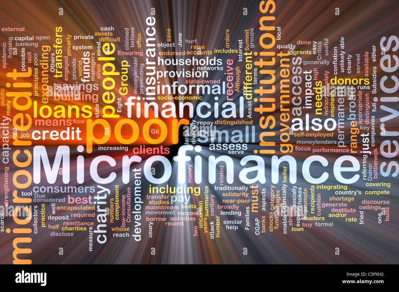 Background concept wordcloud illustration of microfinance glowing light ...