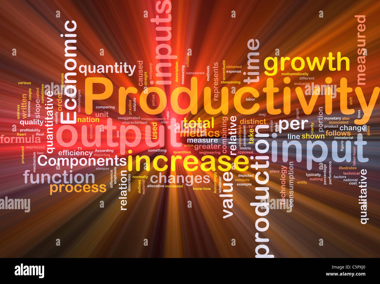 Background concept wordcloud illustration of productivity glowing light ...