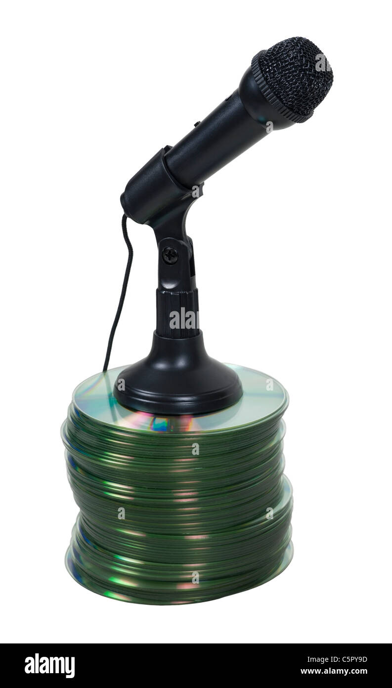 Audio disks shown by an audio microphone used to amplify communication ...