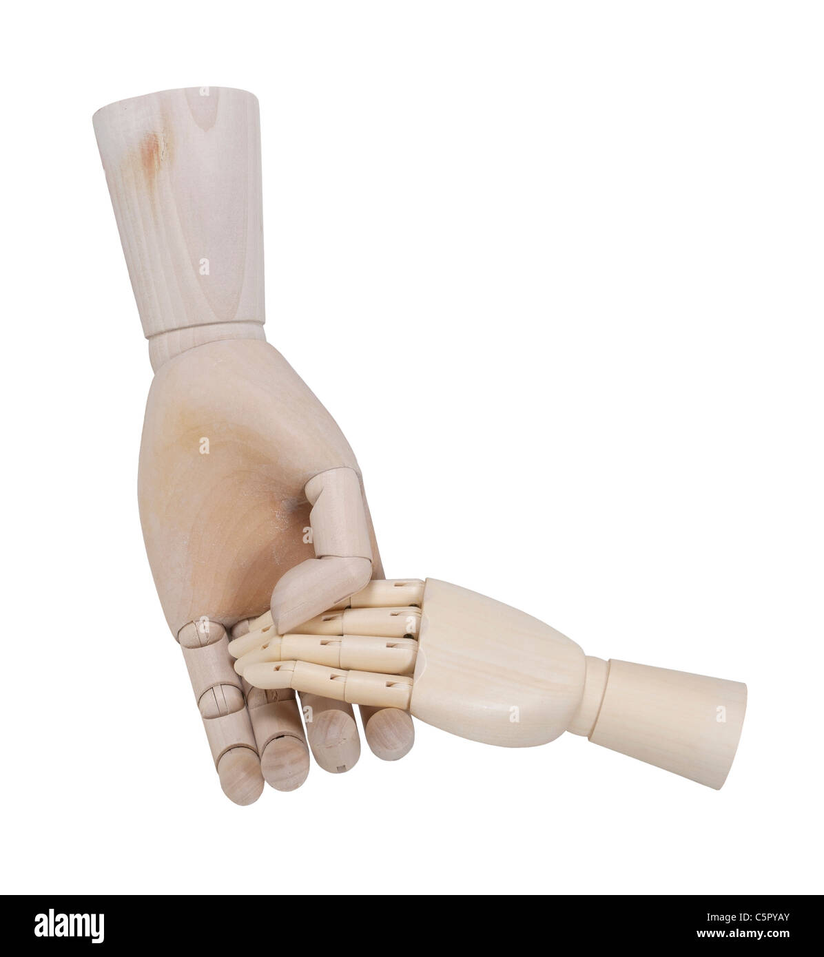 Wooden model representing a person holding a childs hand - path ...