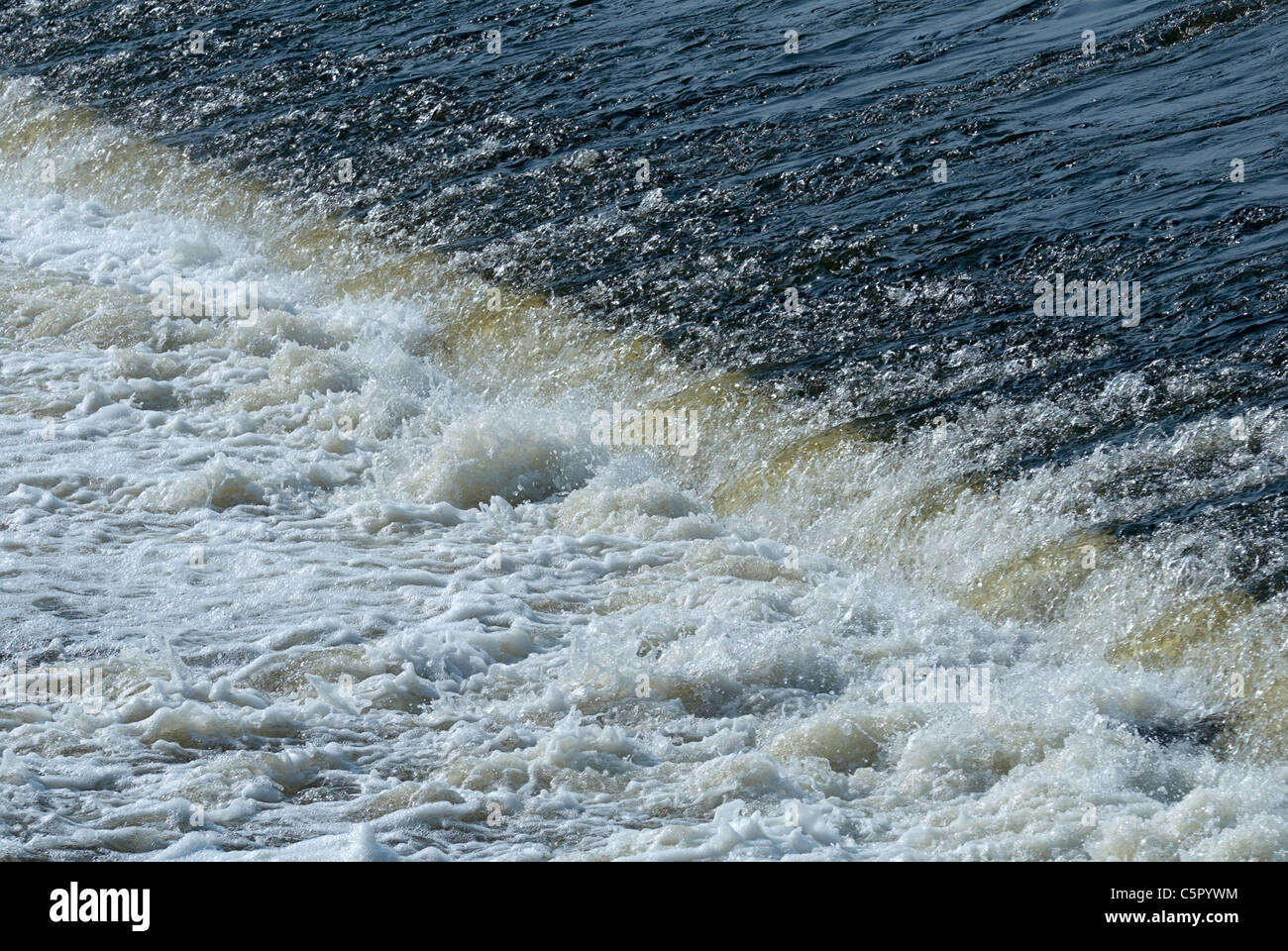 Water threshold on the Vltava river in the early to flooding Stock ...