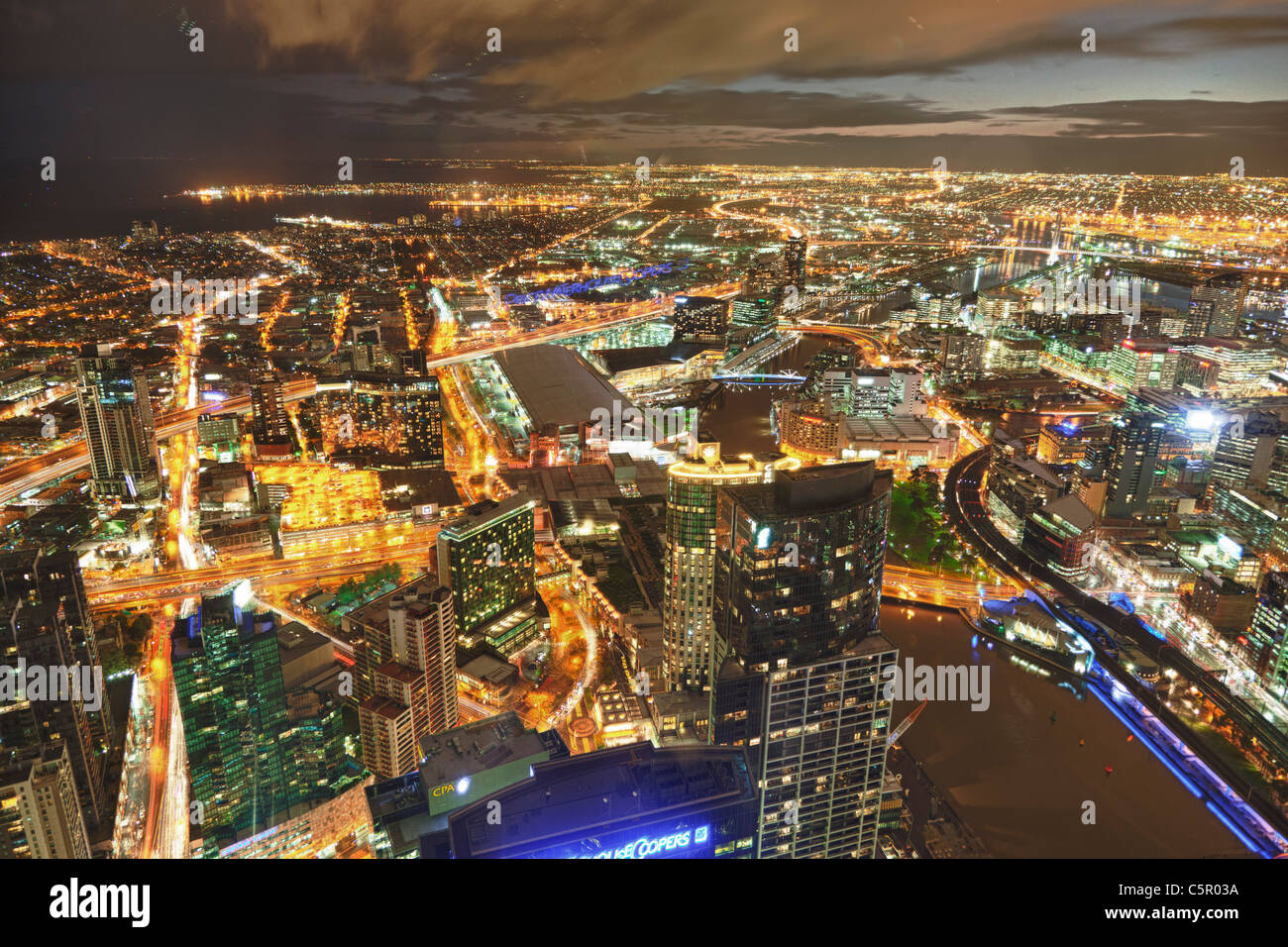 Melbourne skyline from Eureka Skydeck 88 at dusk Australia Stock Photo ...