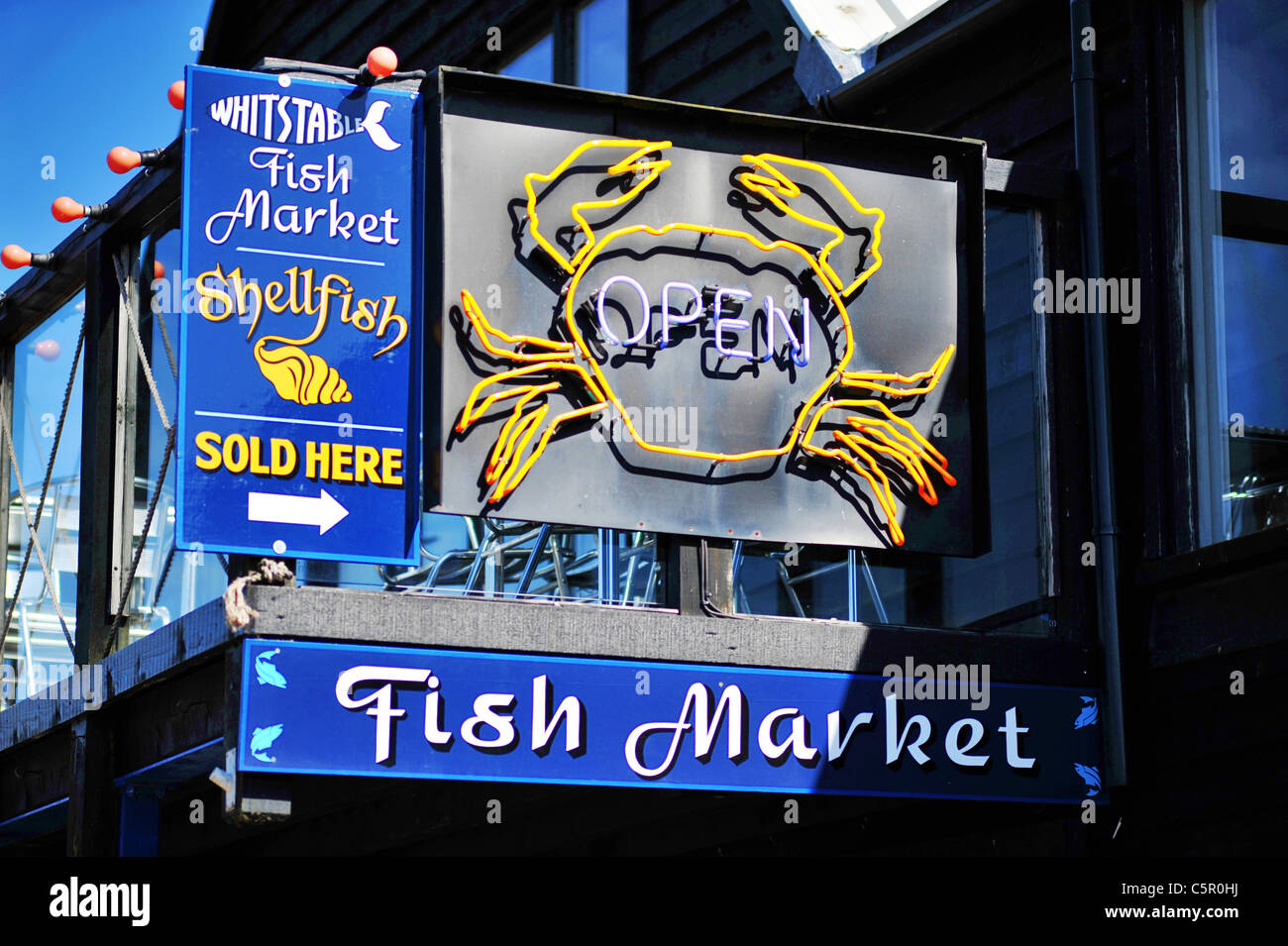 Whitstable Fish Market Sign - Whitstable Harbour Stock Photo - Alamy