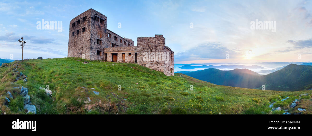 Summer Pip Ivan mountain top with fortress - observatory ruins ...