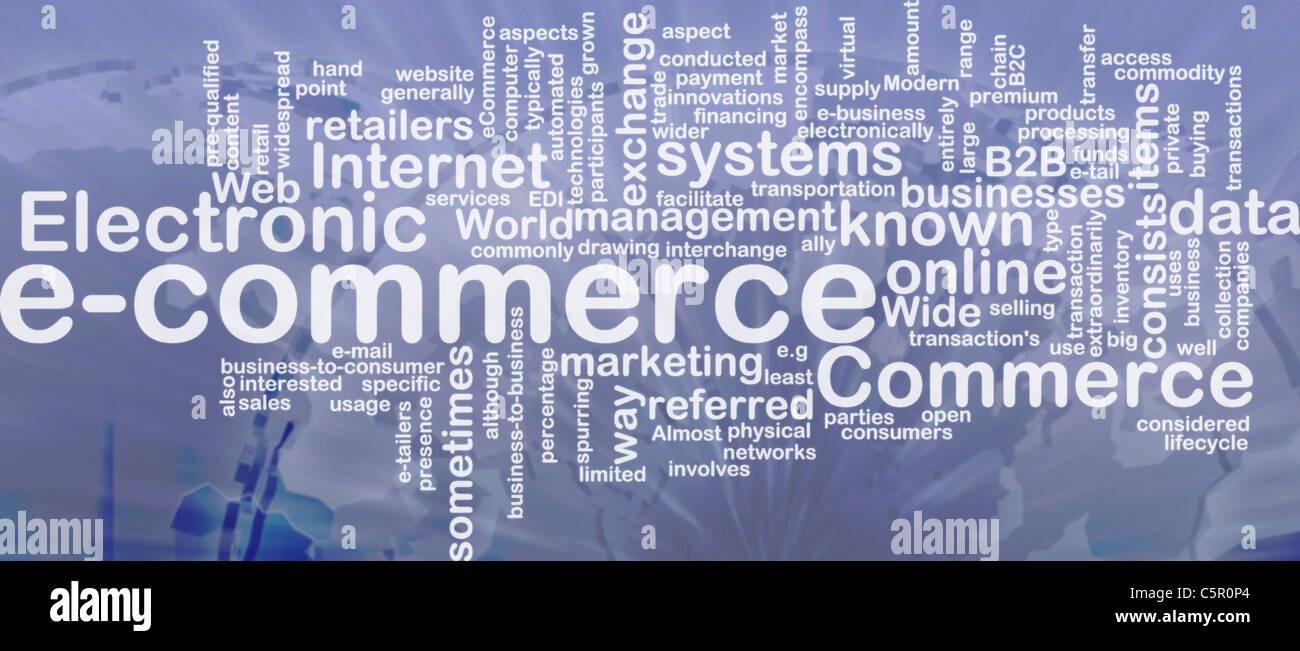 Word cloud concept illustration of e-commerce electronic commerce ...