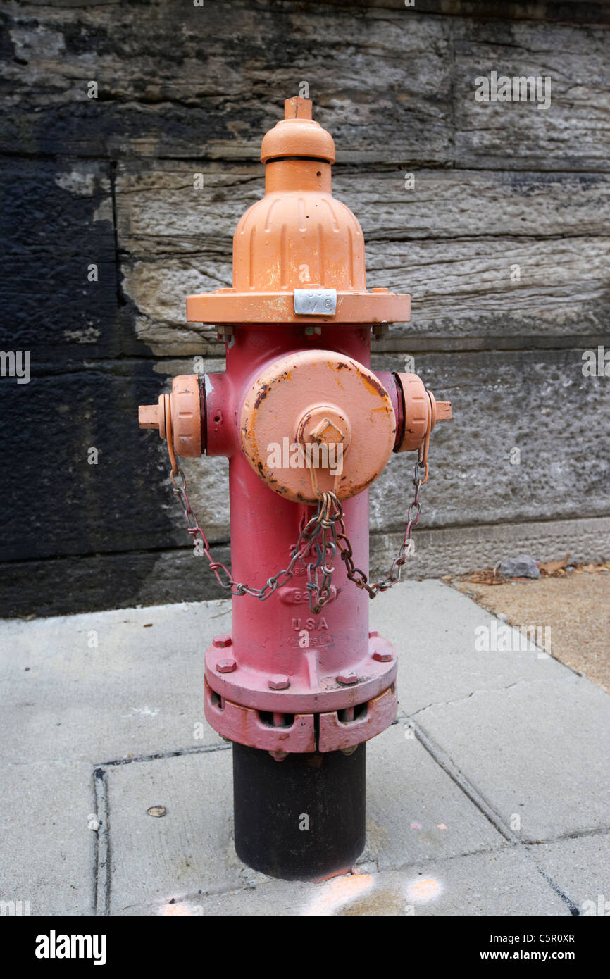 orange and red fire hydrant on street in Nashville Tennessee USA Stock ...
