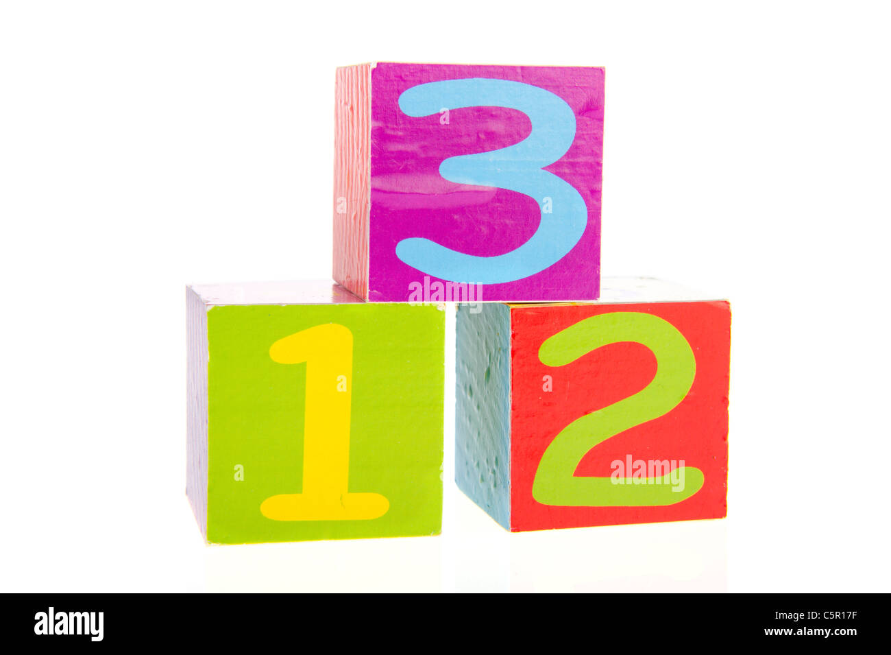 Colorful blocks with one two three isolated over white Stock Photo - Alamy