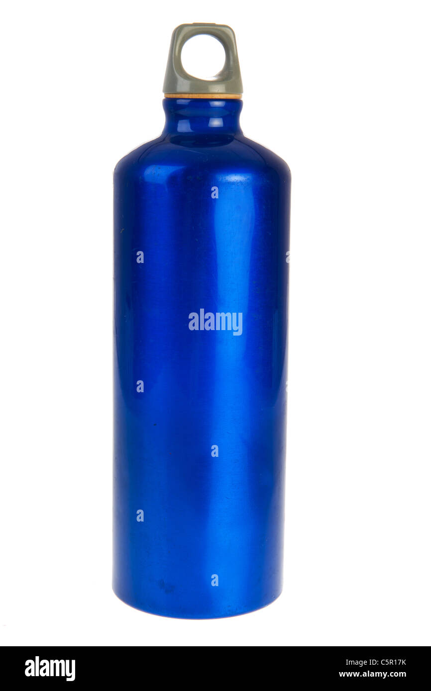 Blue metal bottle for taking drinking with you Stock Photo - Alamy