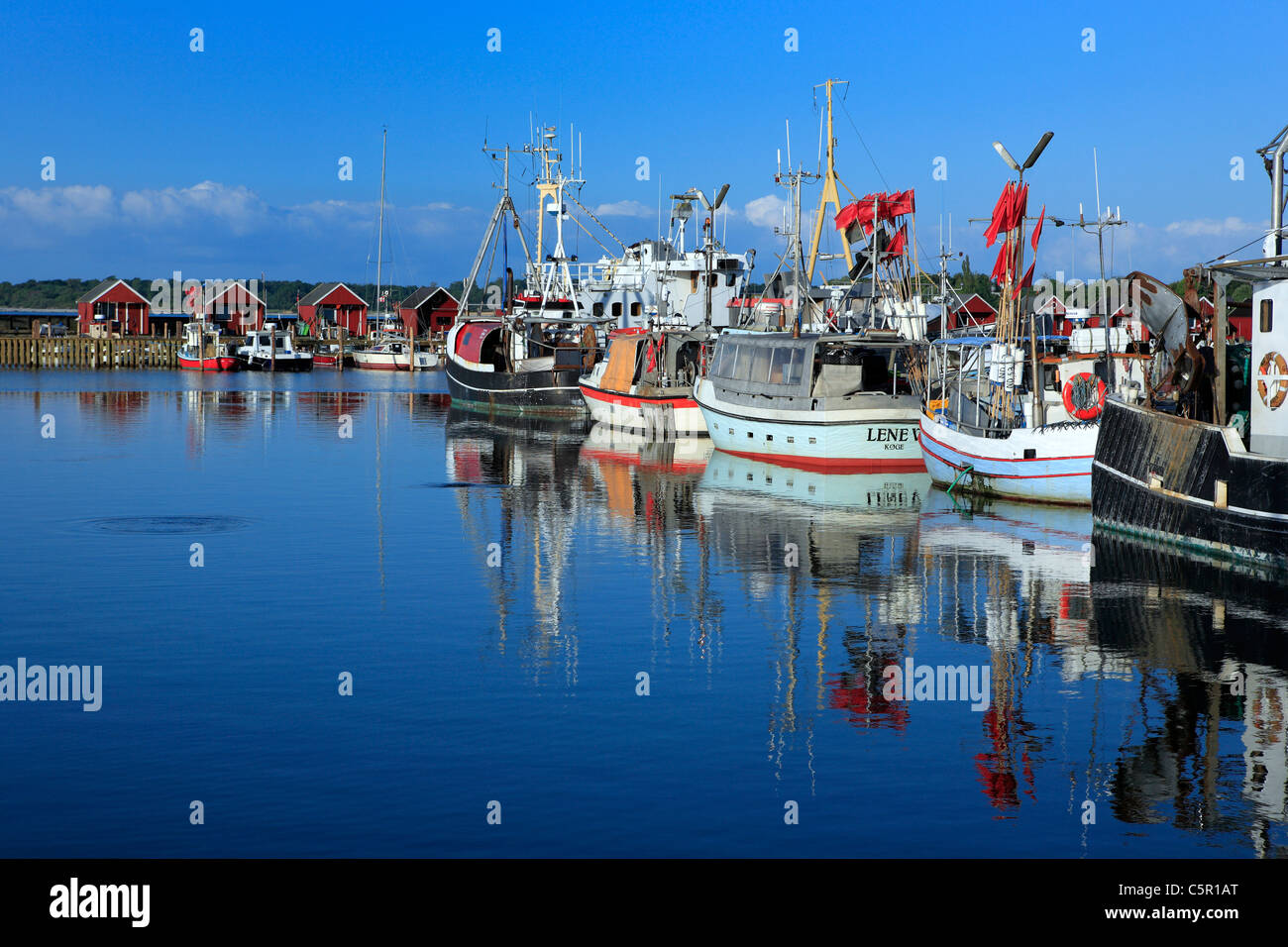 Fishing ships in the harbour. Rodvig, Zealand, Denmark Stock Photo - Alamy