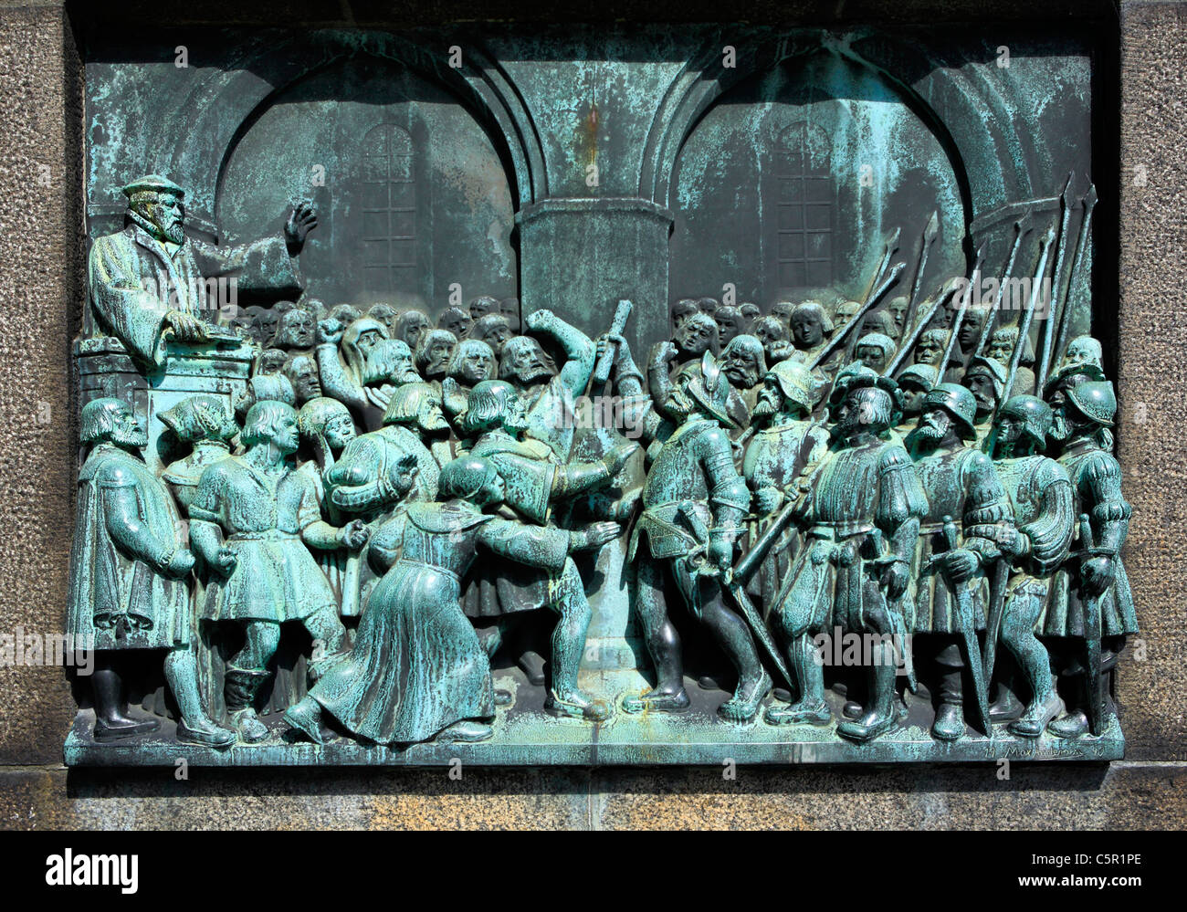 Reformation Monument near the cathedral, Relief, Copenhagen, Denmark ...