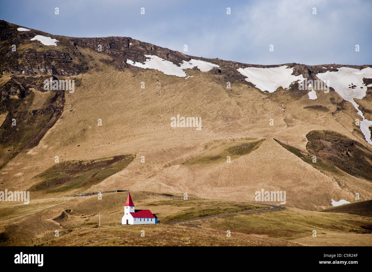 Isolated church against mountains in Vik, Iceland Stock Photo - Alamy