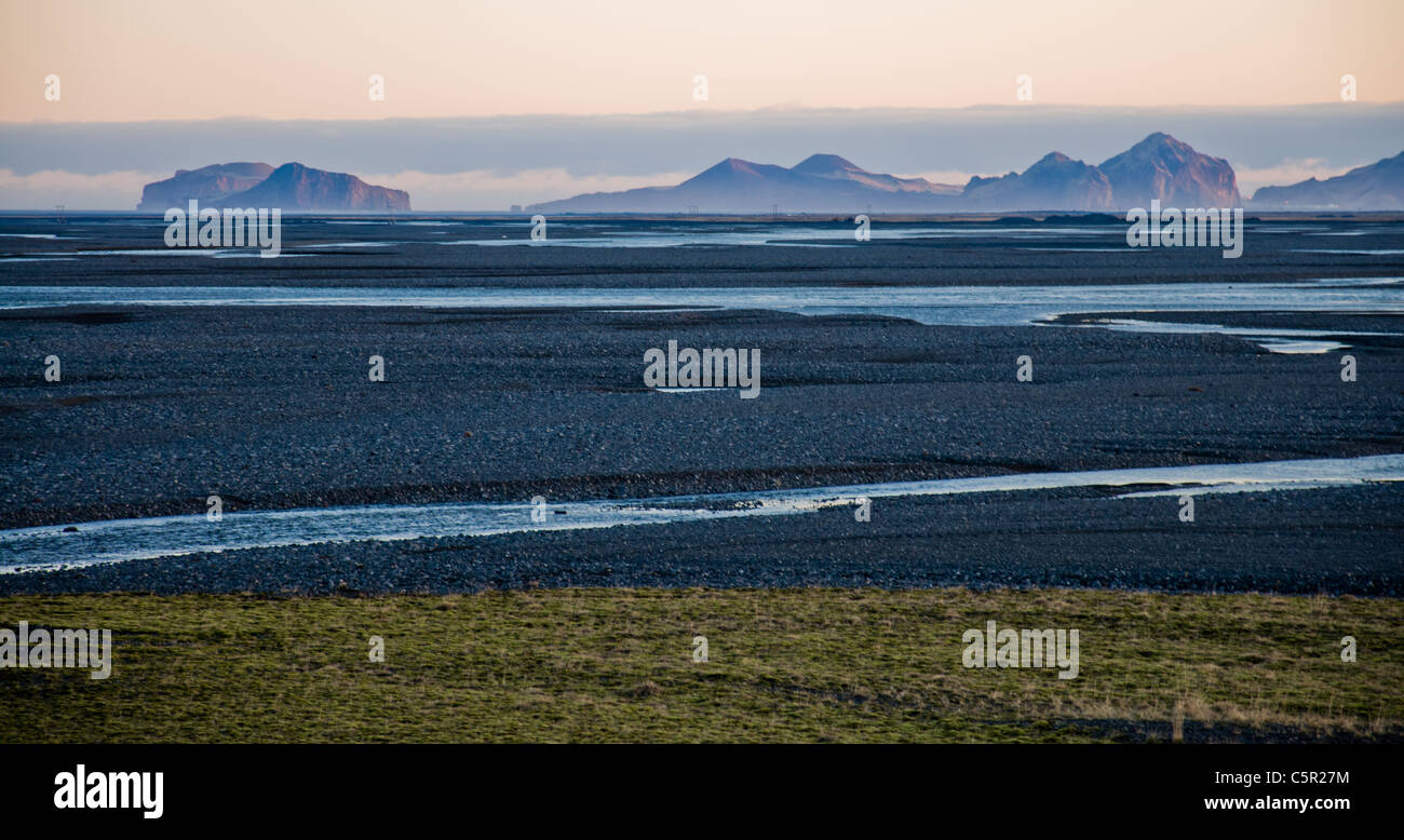 Volcanic beach and glacier outflow in Iceland Stock Photo - Alamy