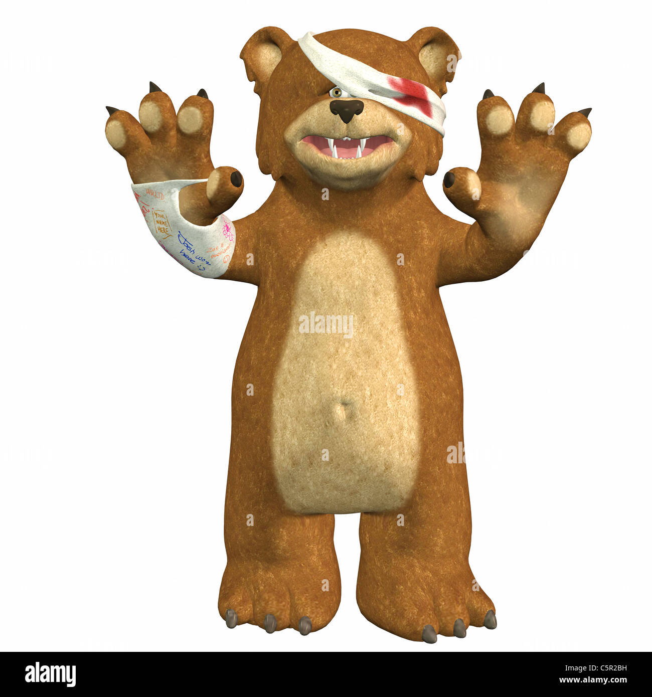 Illustration of an injured brown bear isolated on a white background ...