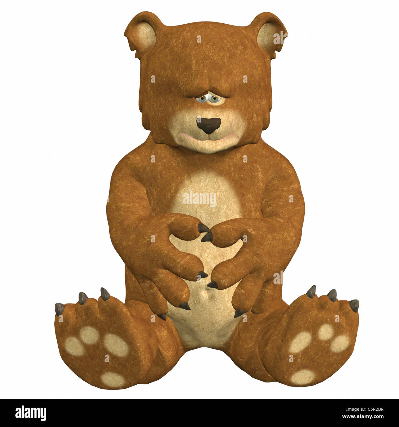 Illustration of a brown bear with belly pain isolated on a white ...