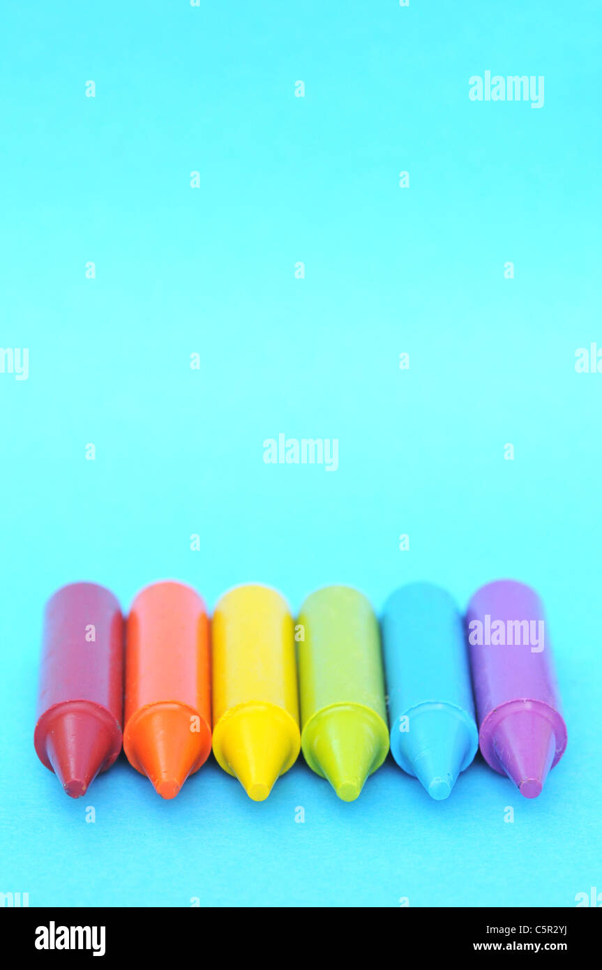 Bright and colourful children's jumbo crayons - rainbow colors Stock ...