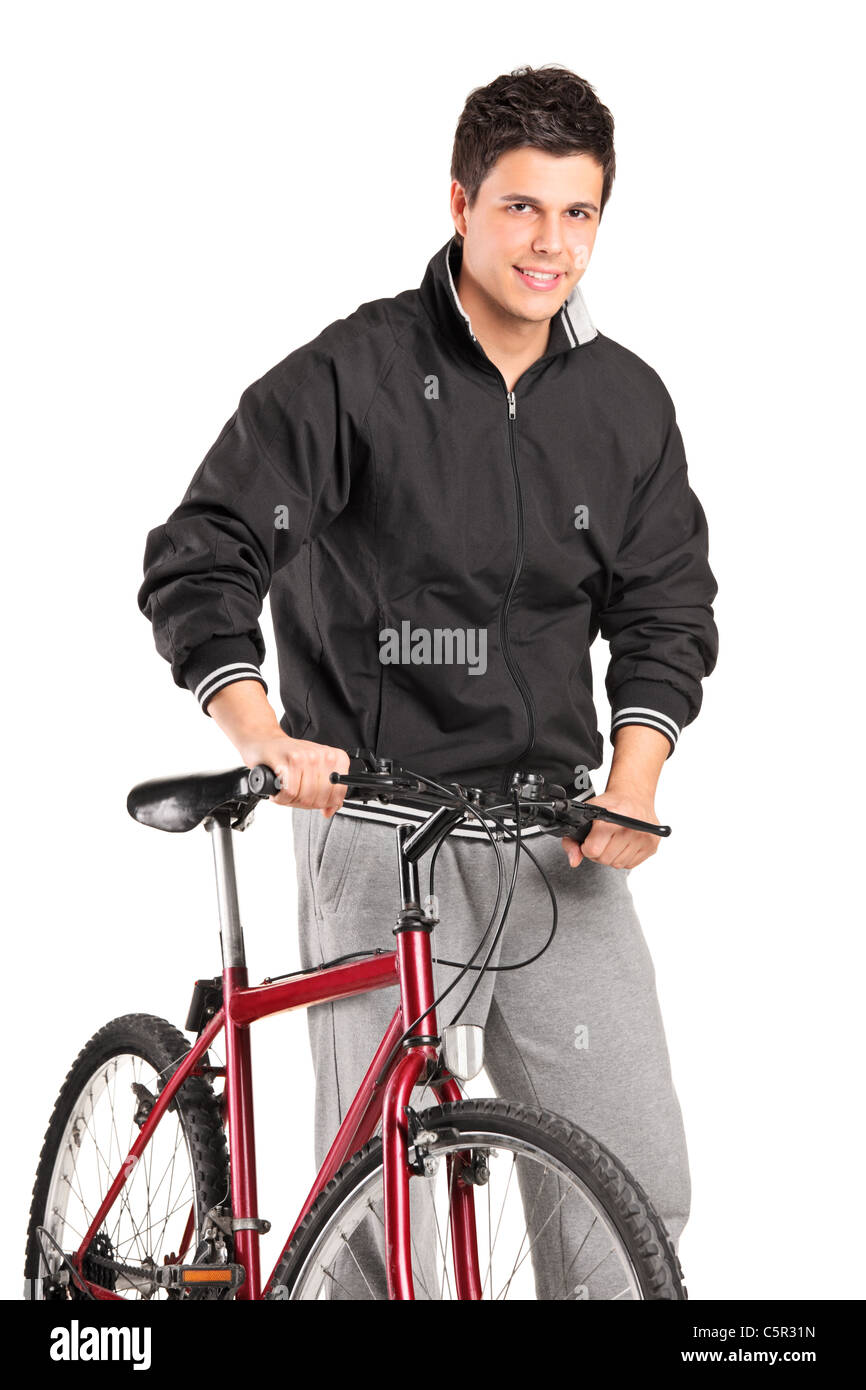 A young boy posing on a bike Stock Photo - Alamy