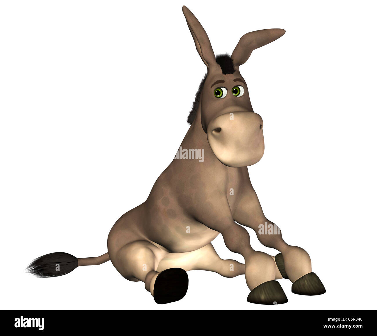 Illustration of a donkey sitting on a white background Stock Photo - Alamy