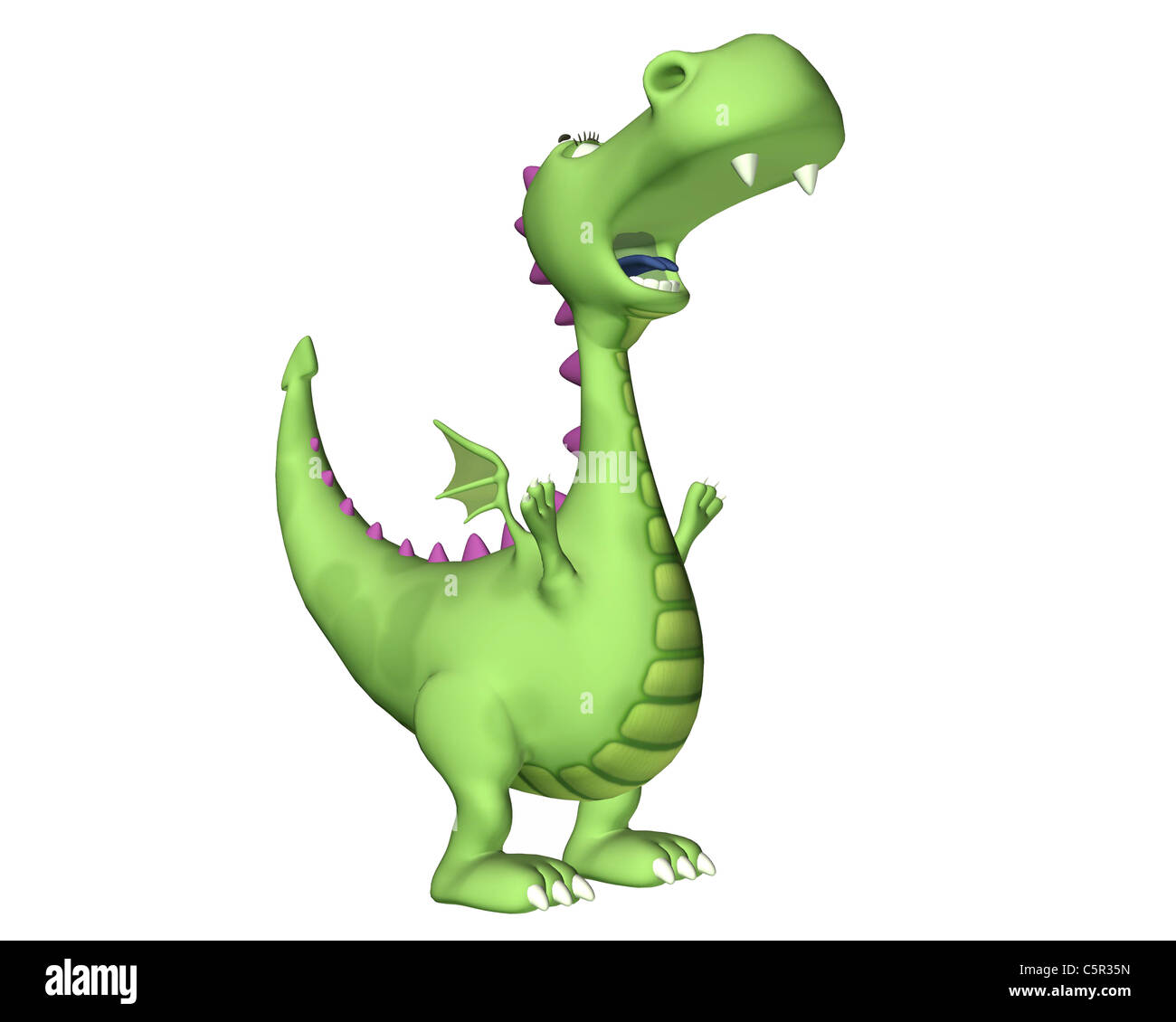 Illustration of a green dragon shouting on a white background Stock ...