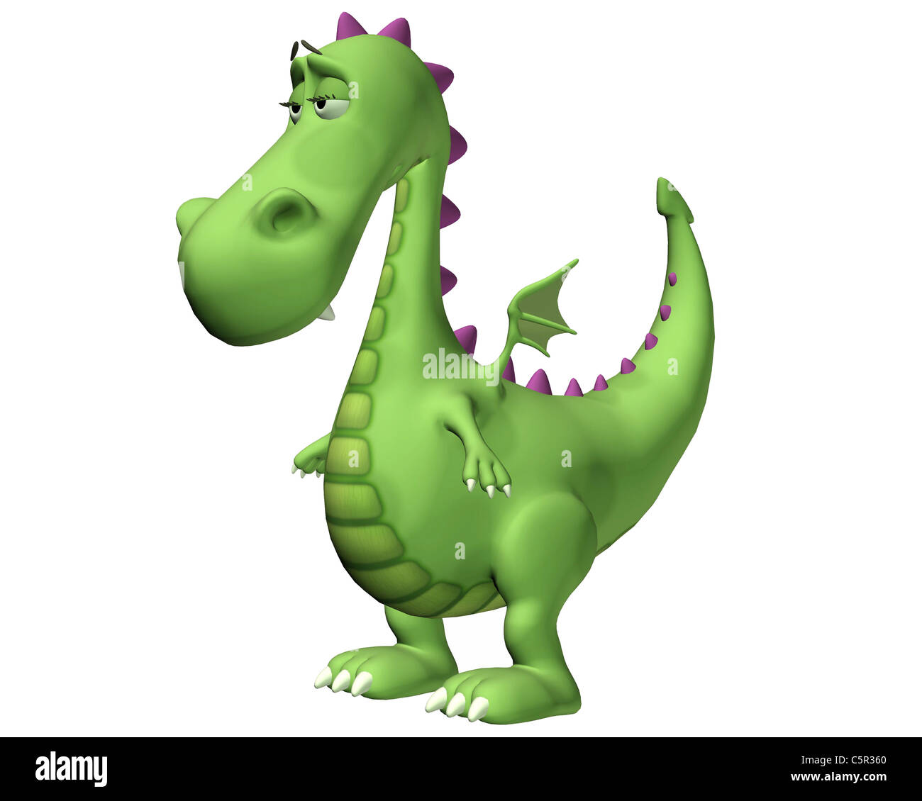Illustration of a sad green dragon isolated on a white background Stock ...
