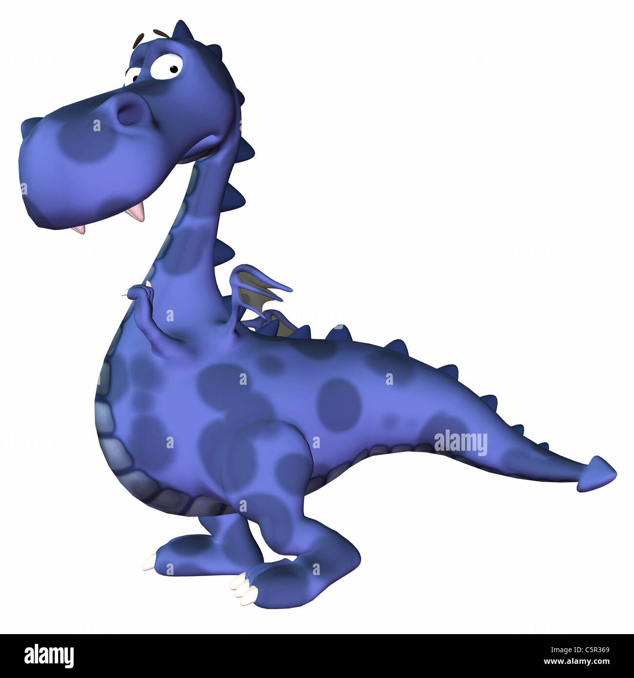 Illustration of a scared blue dragon isolated on a white background ...