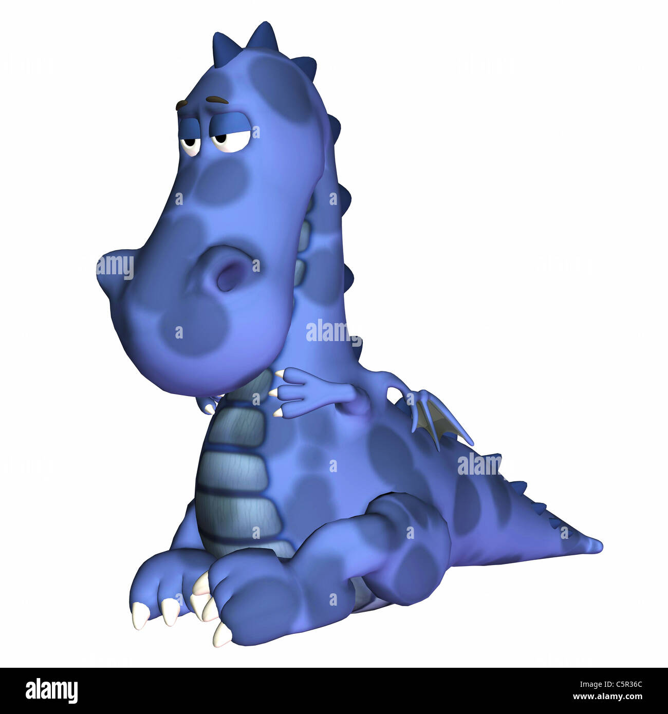 Illustration of a tired blue dragon isolated on a white background ...