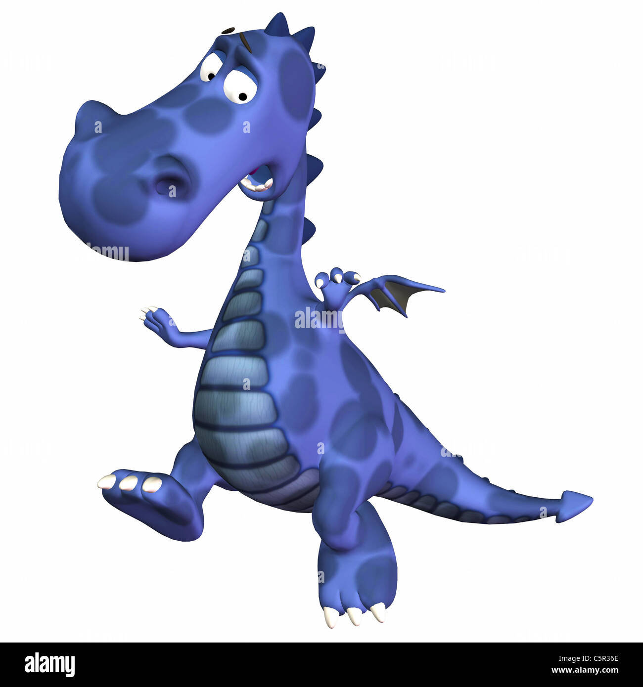 Illustration of a scared blue dragon isolated on a white background ...