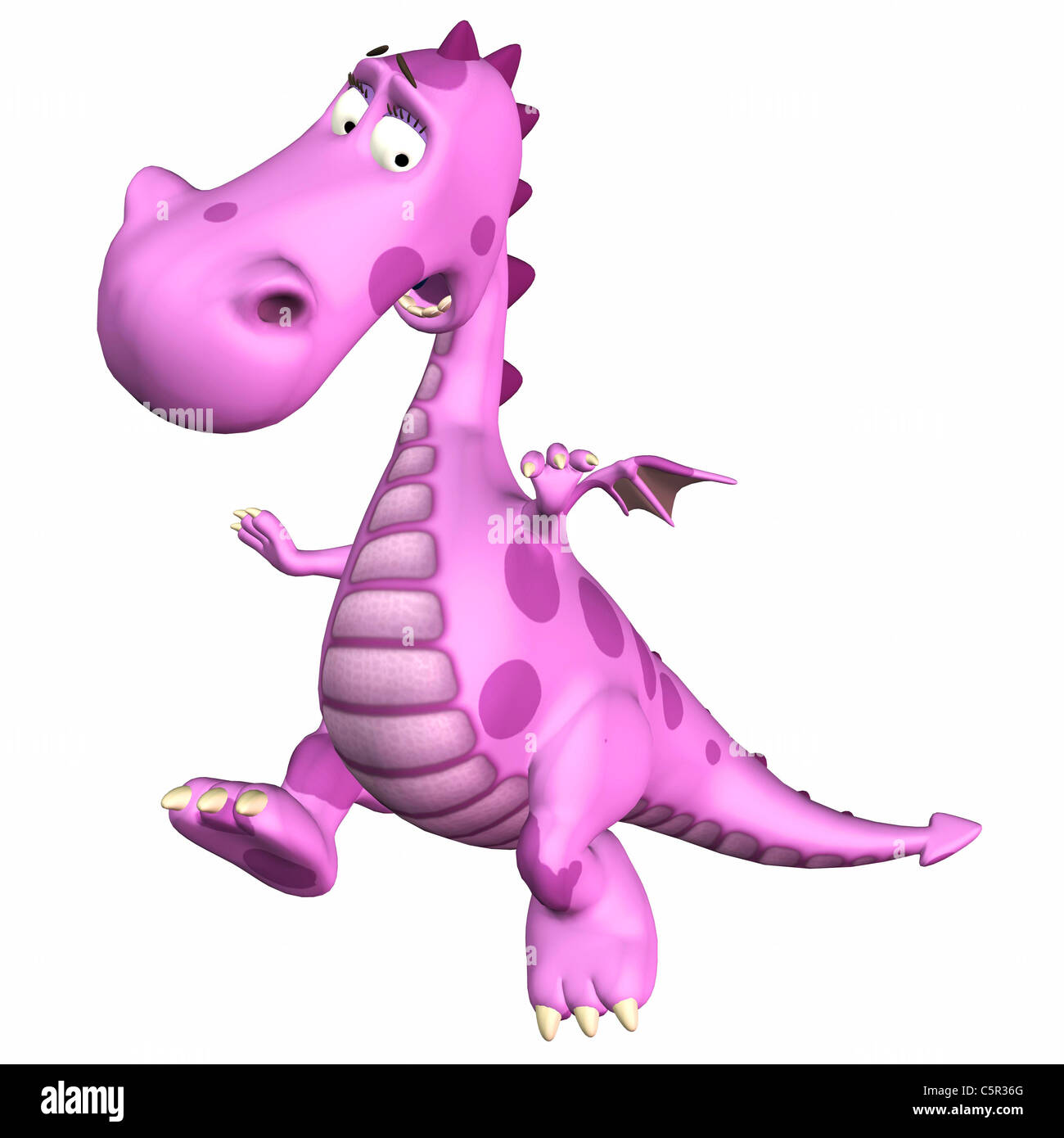Illustration of a scared pink dragon isolated on a white background ...
