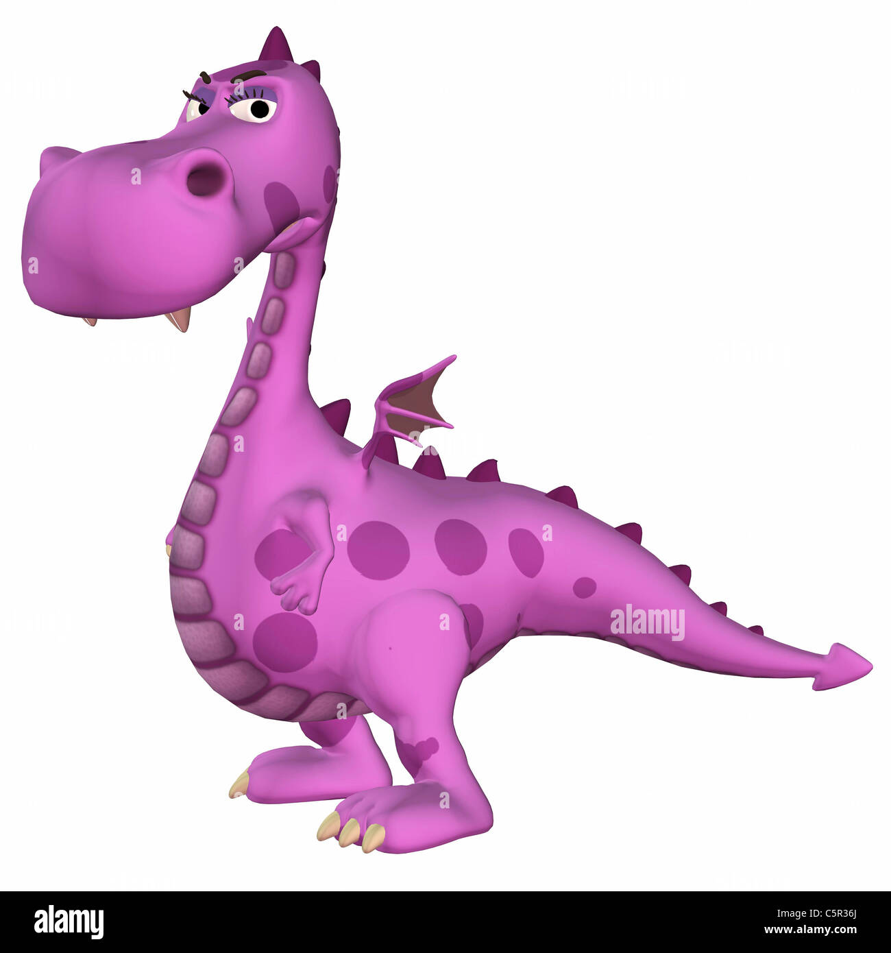 Illustration of an angry pink dragon isolated on a white background ...