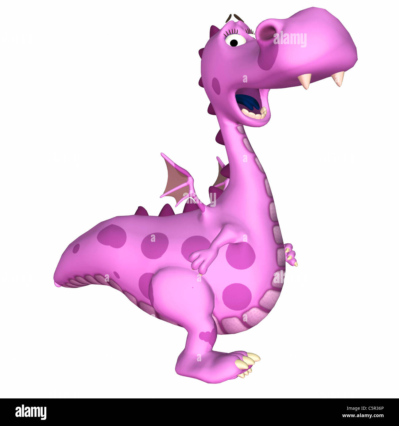 Illustration of a happy pink dragon isolated on a white background ...