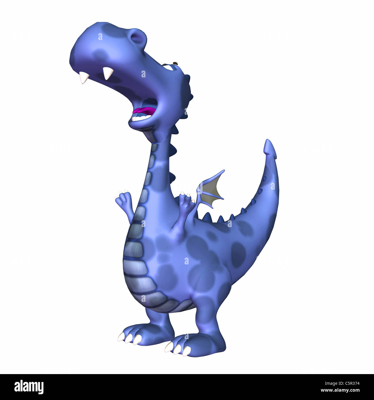 Illustration of a shouting blue dragon isolated on a white background ...