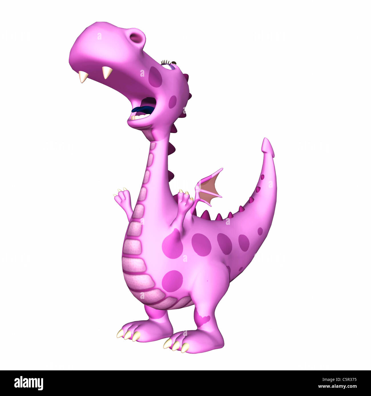 Illustration of a screaming pink dragon isolated on a white background ...