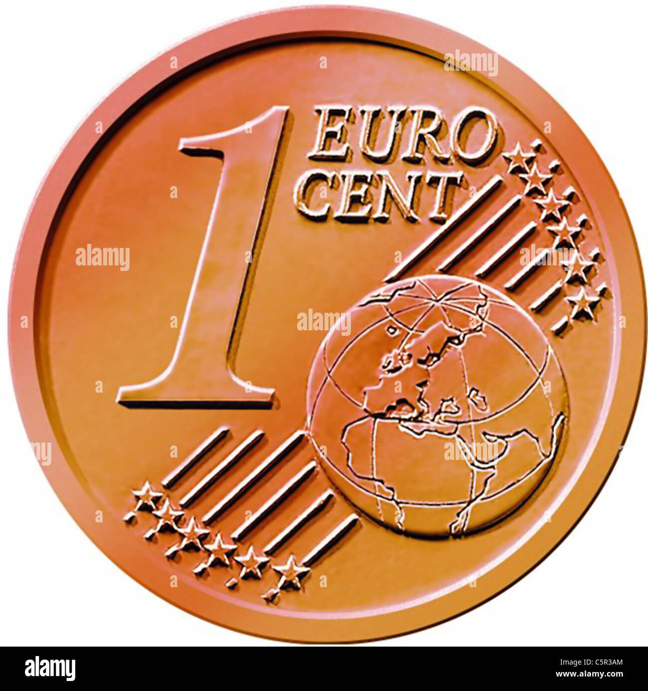 Illustration of an one (1) cent euro coin isolated on a white ...