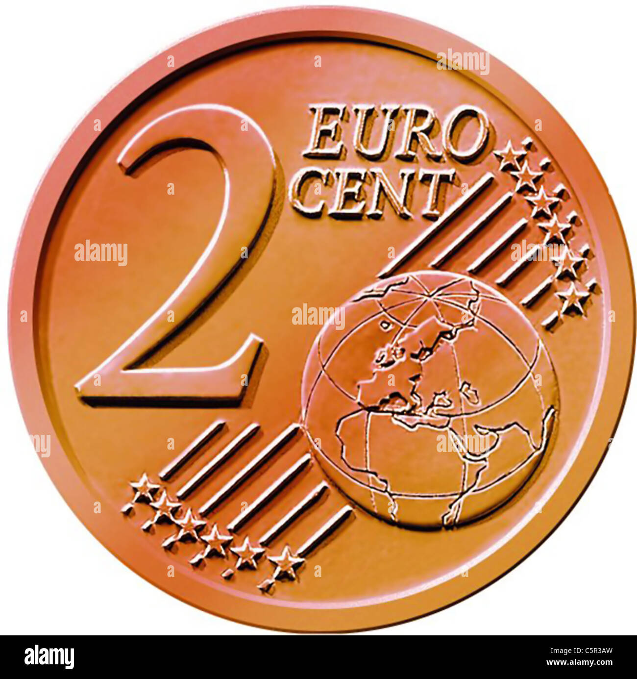 Illustration of a two (2) cent euro coin isolated on a white background ...