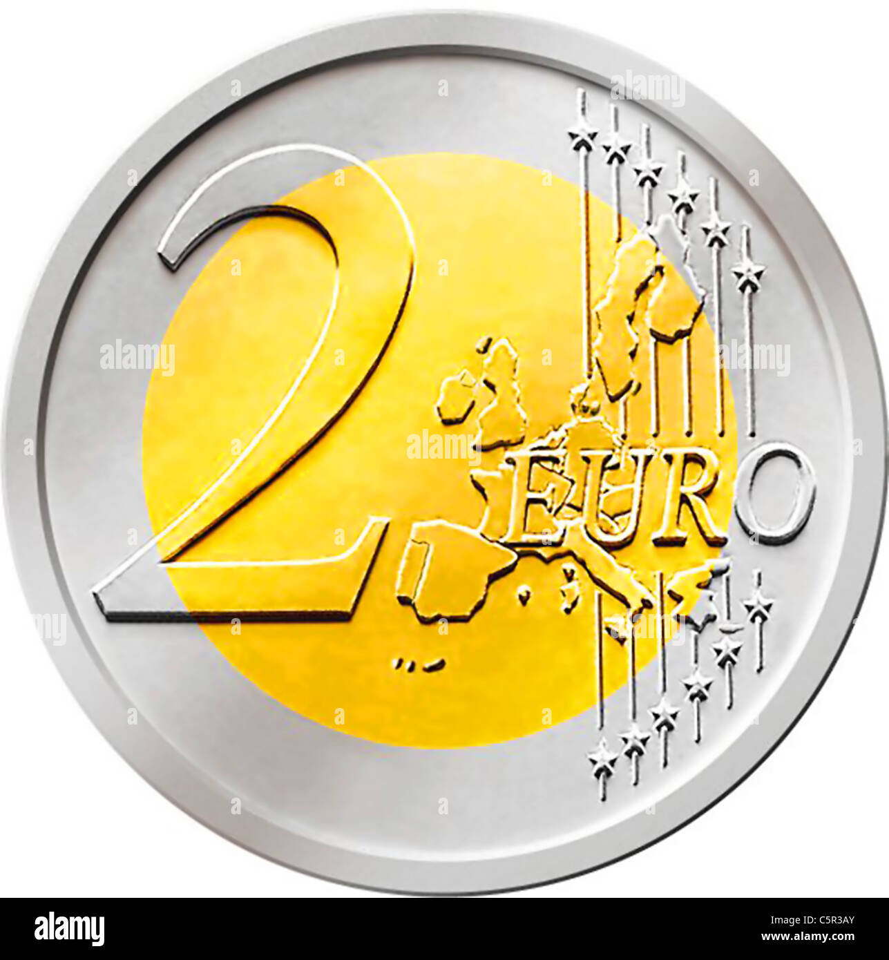 Illustration of a two (2) euro coin isolated on a white background ...