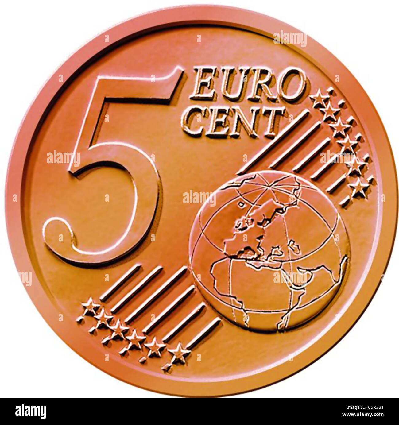 Illustration of a five (5) cent euro coin isolated on a white ...