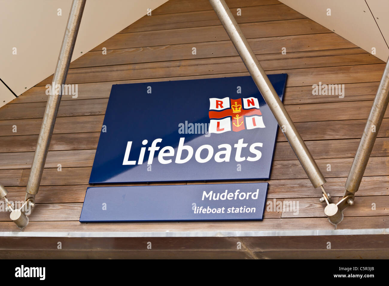 RNLI Mudeford Lifeboat Station sign Stock Photo - Alamy
