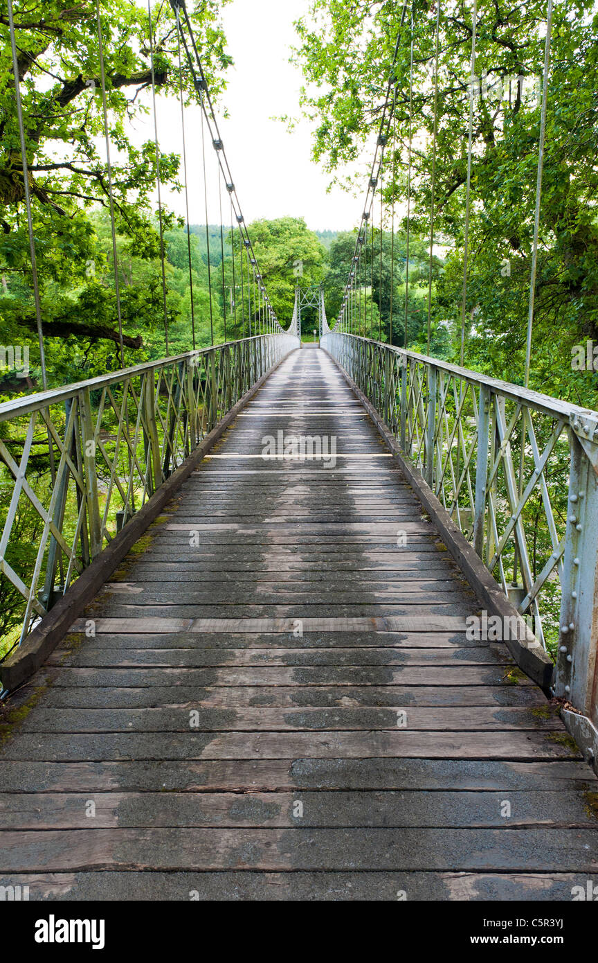Mid Wales Built Wells, narrow suspension bridge river crossing Stock ...