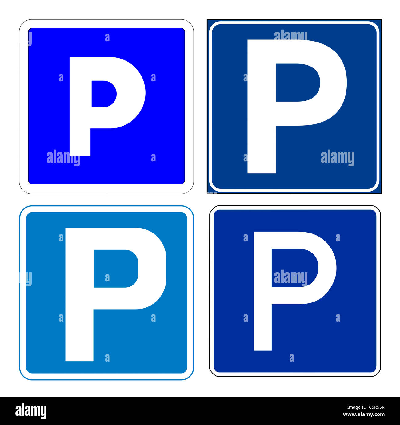 Set of parking signs; isolated on white background Stock Photo - Alamy