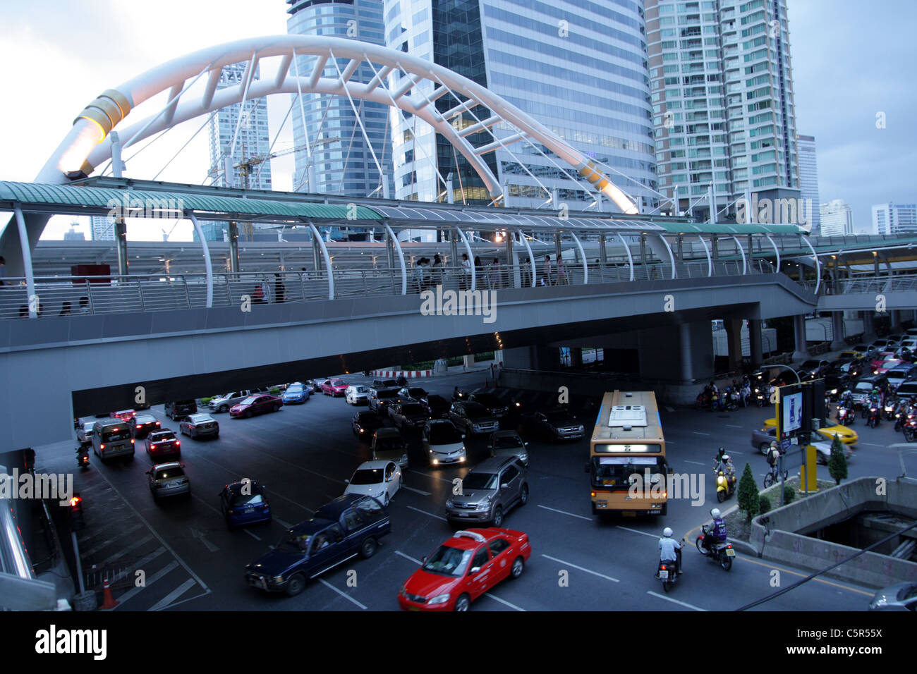 Bridge across Sathorn junction in Bangkok Stock Photo - Alamy