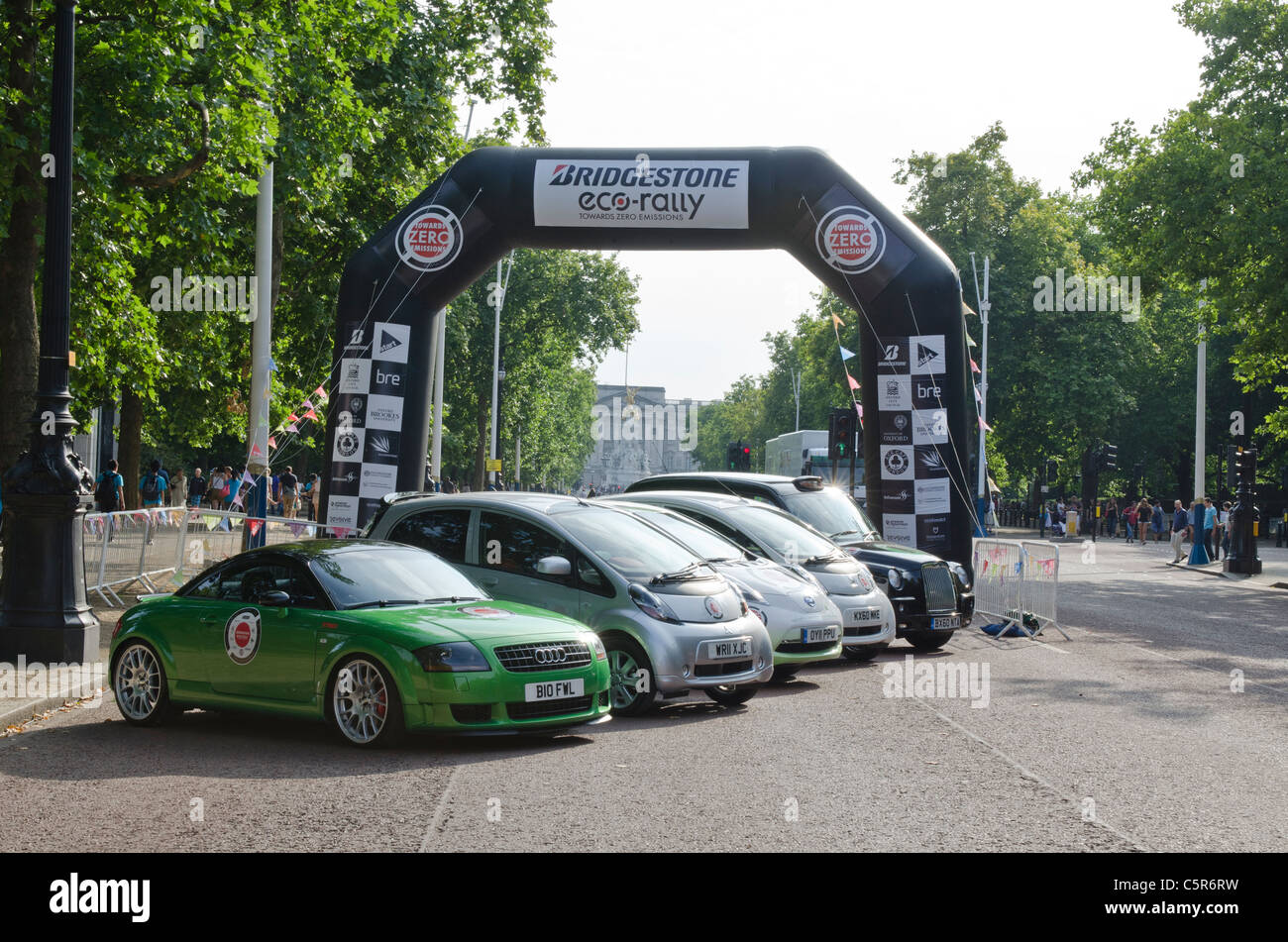 Eco Cars at Bridgestone Eco rally in The Mall London Stock Photo - Alamy