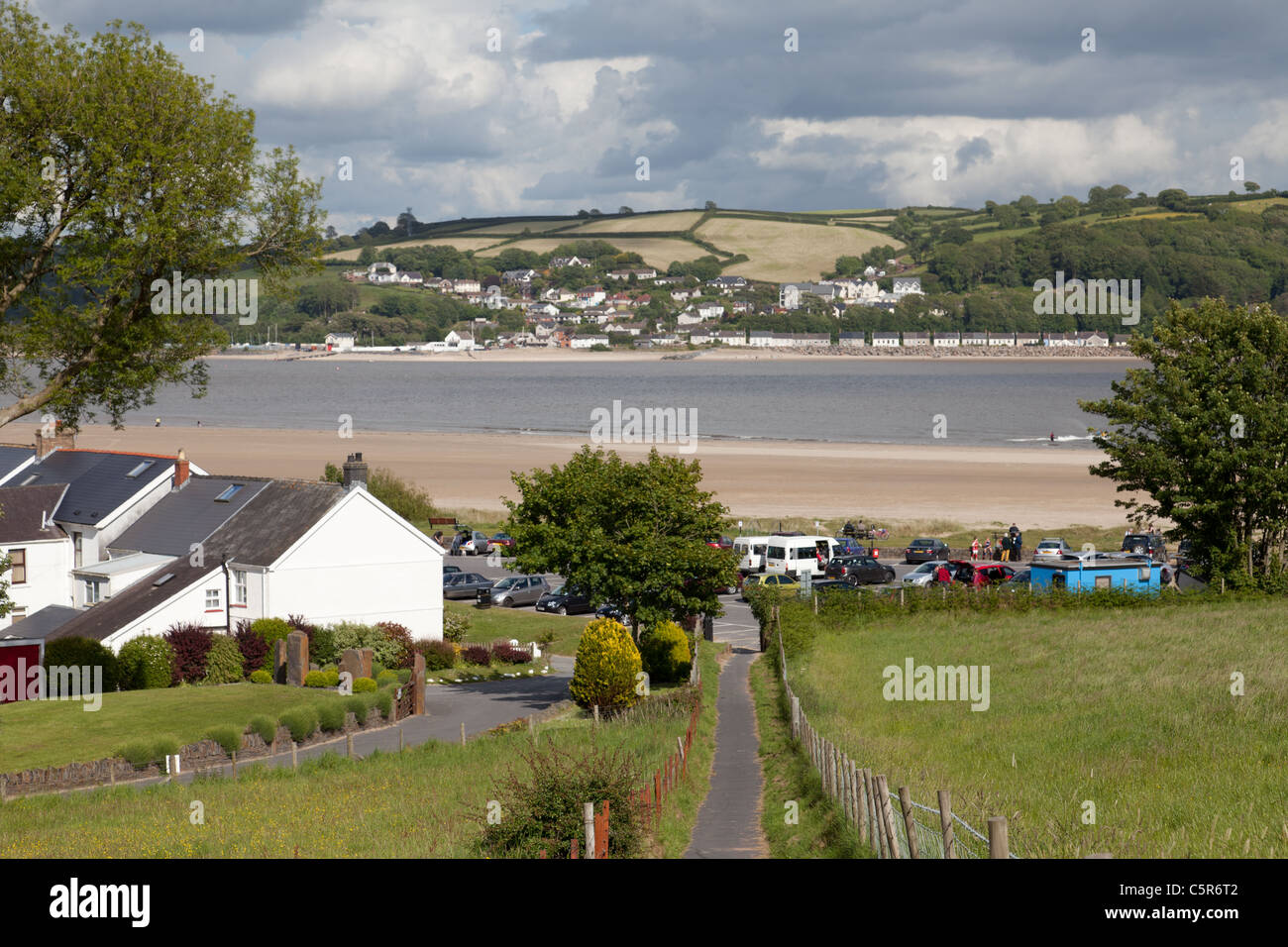 View across the Tywi (Towy) estuary towards Ferryside in Camarthenshire ...