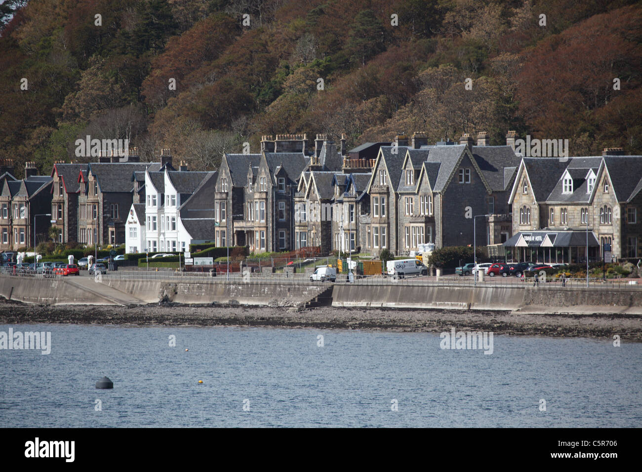 Port of Oban Victorian frontage seen looking north from on board the ...