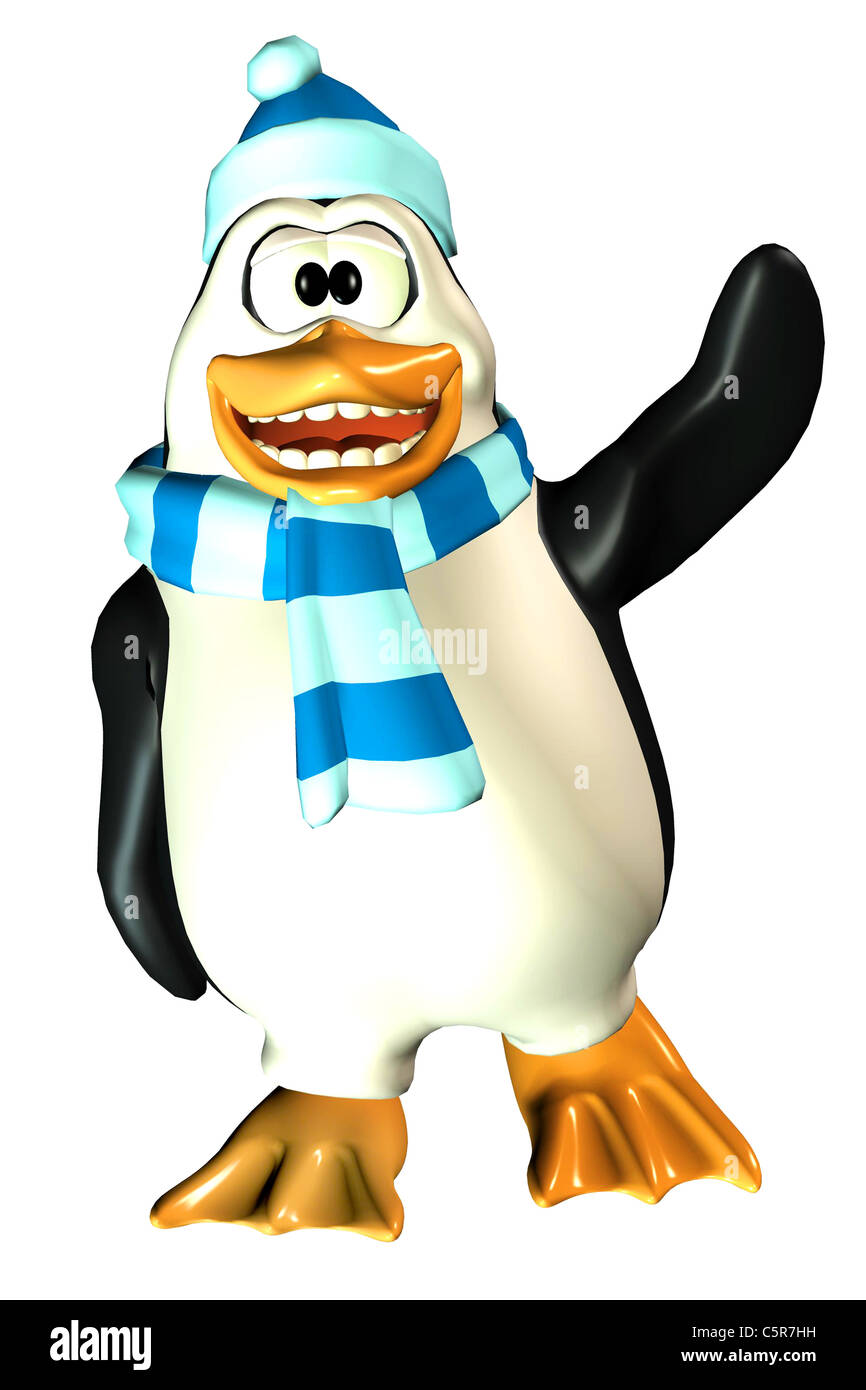 Illustration of a happy male penguin waving on a white background Stock ...