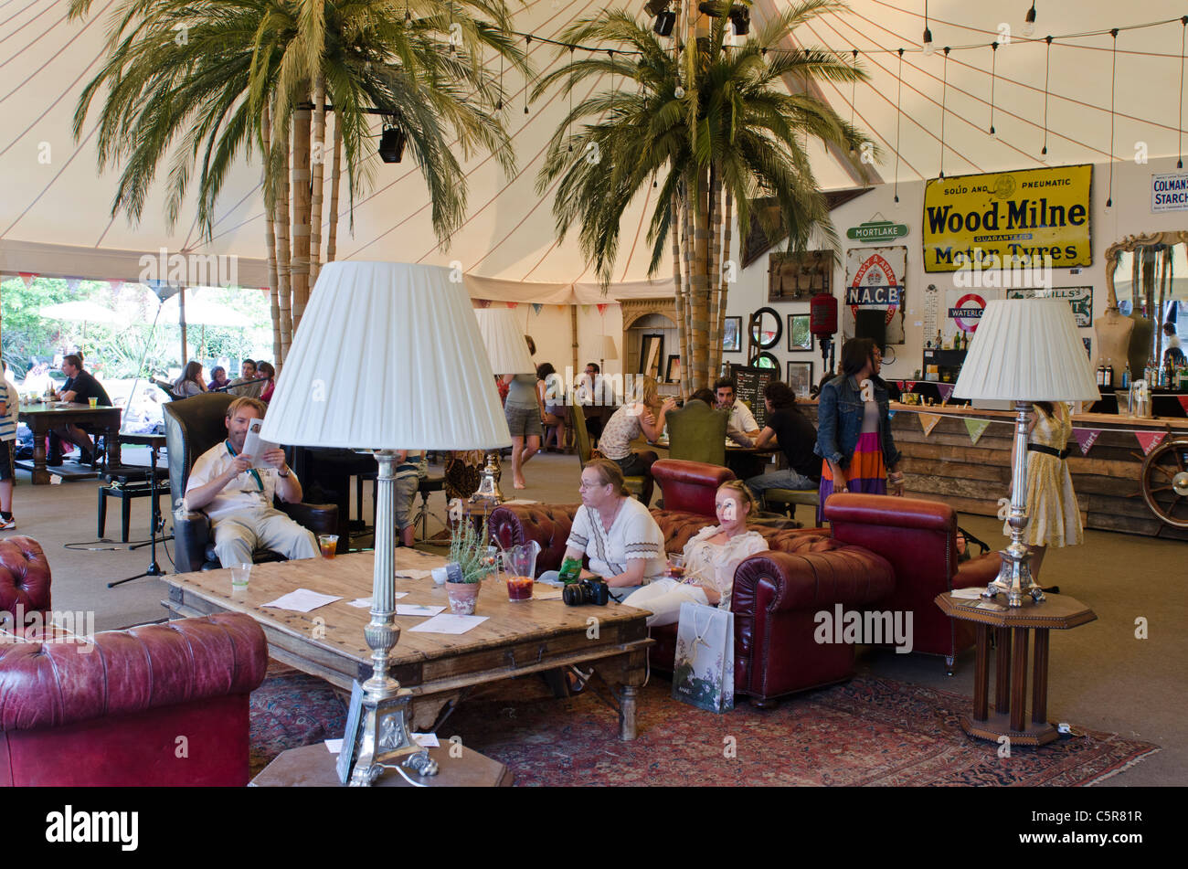 People resting marquee Lancaster House Garden. Open day for Start ...
