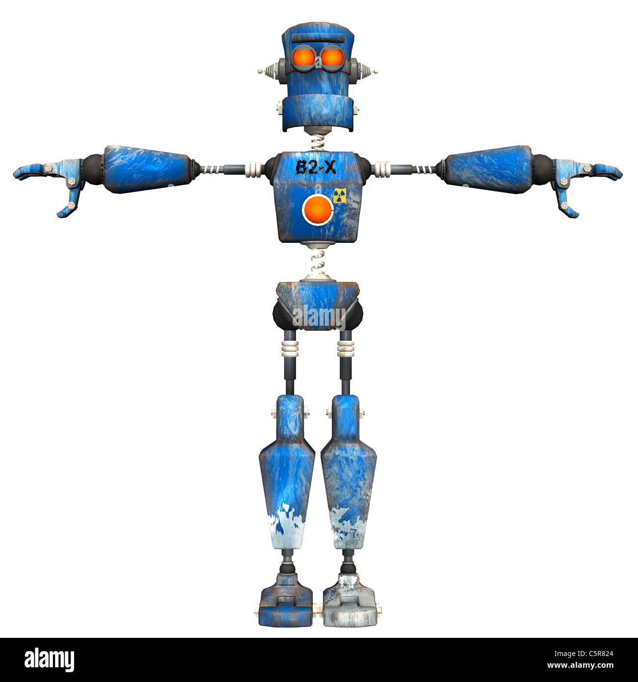 Illustration of a blue robot isolated on a white background Stock Photo ...